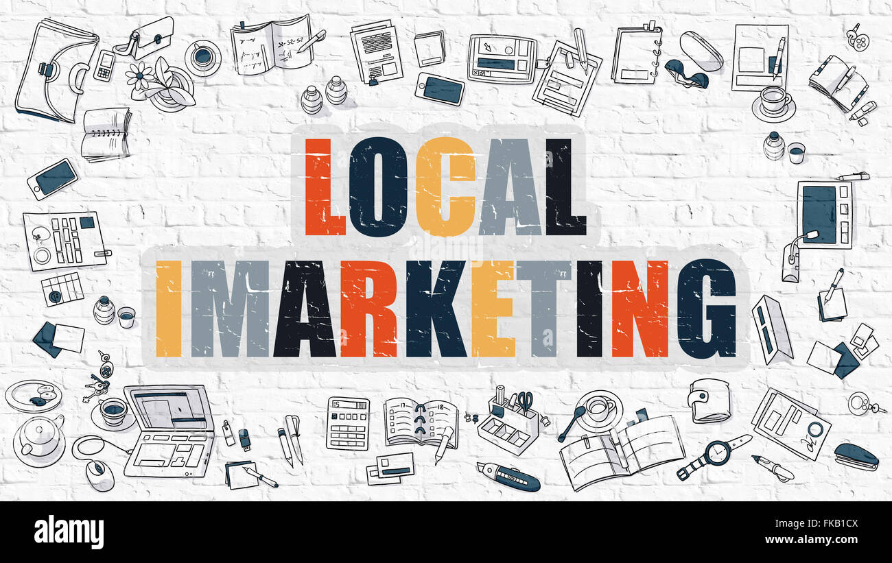 Local Imarketing in Multicolor. Doodle Design Stock Photo - Alamy