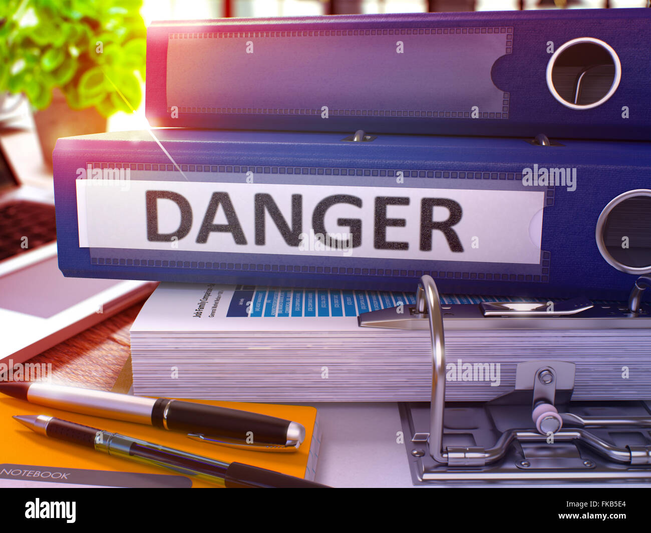 Blue Ring Binder with Inscription Danger Stock Photo - Alamy