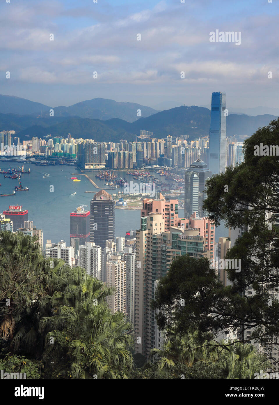 views of victoria harbour and the many high rise buildings from the ...