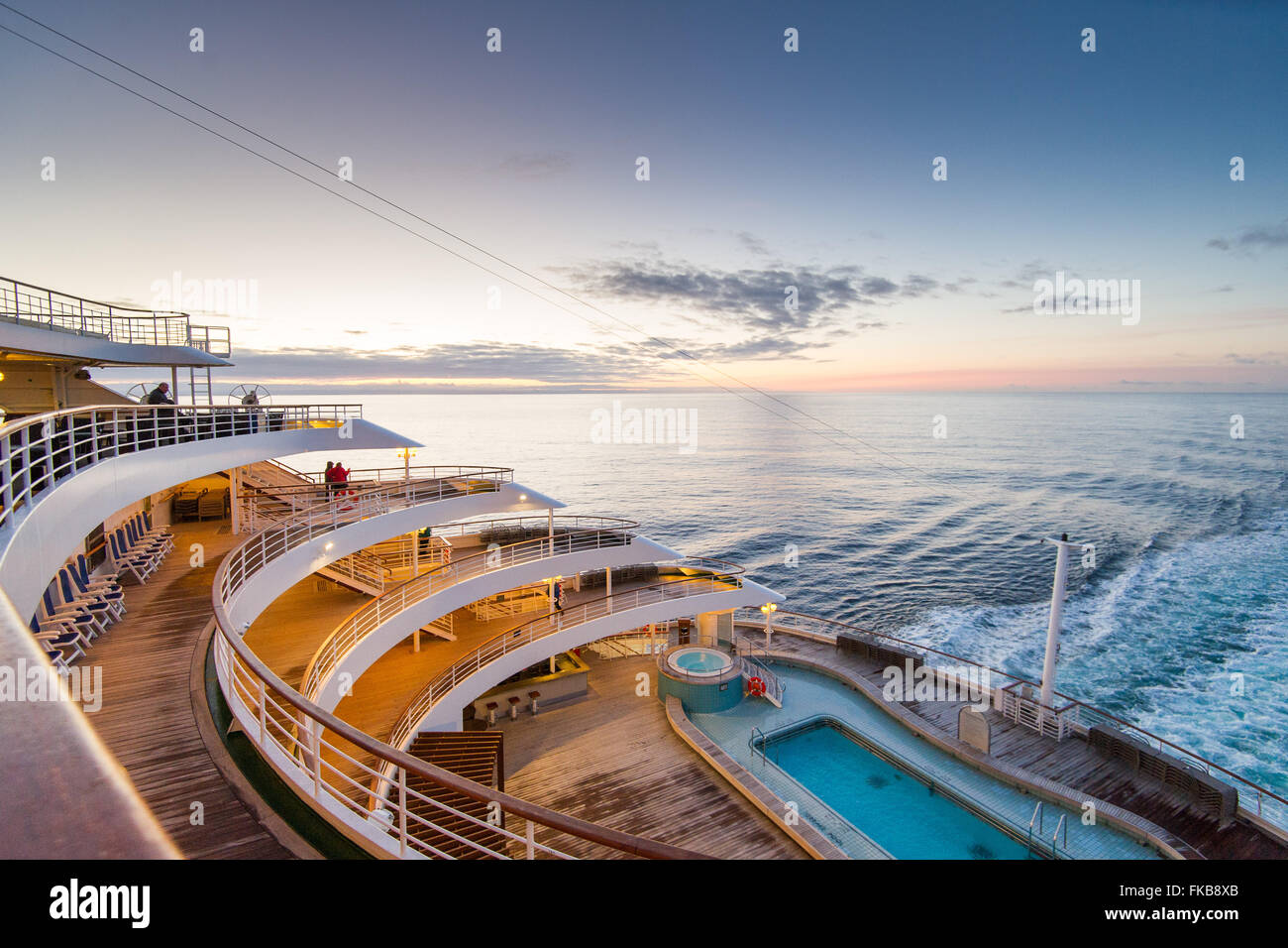 The aft (rear) open deck of P&O cruise ship Oriana in the North Sea ...