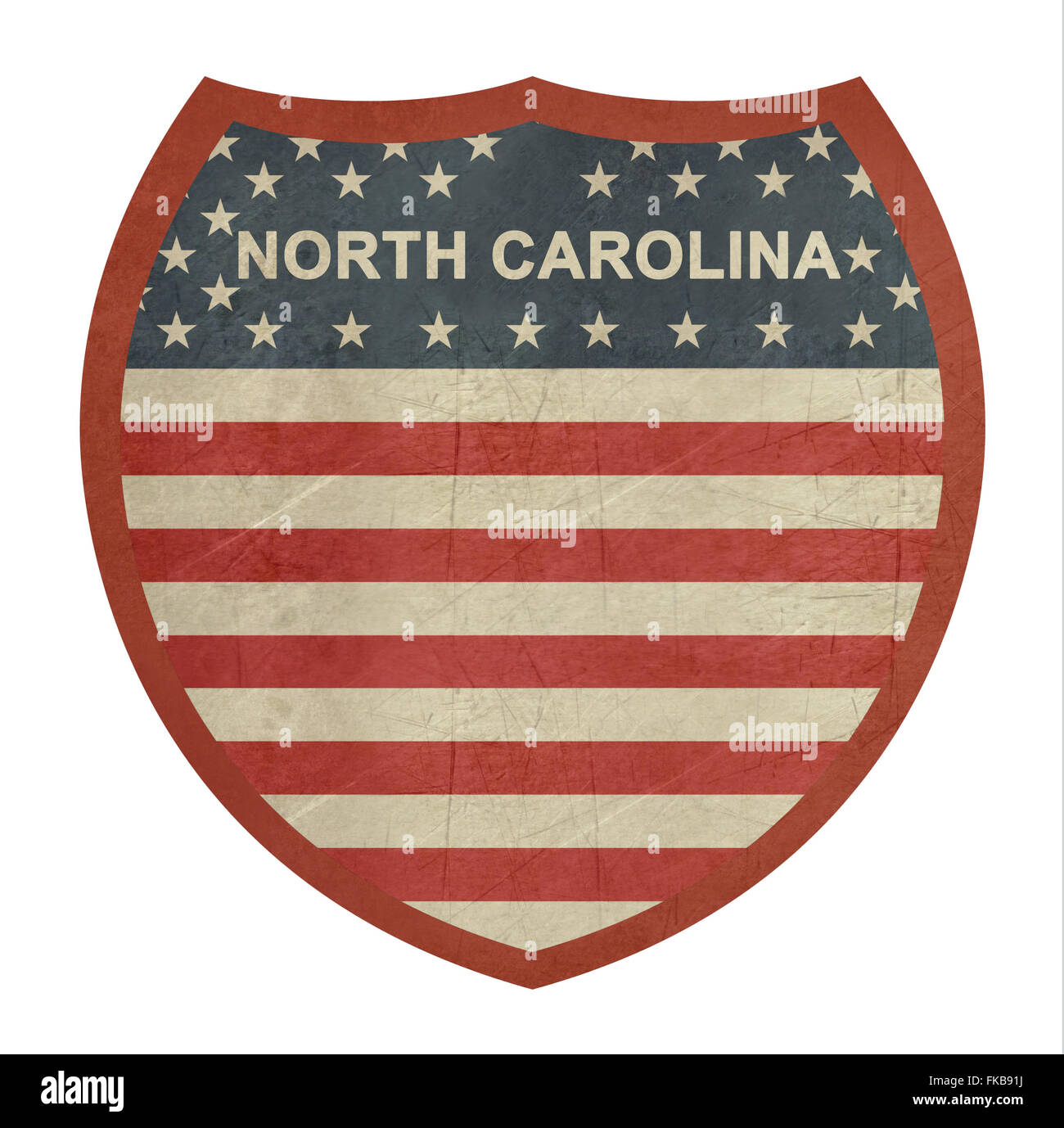 Grunge North Carolina American interstate highway sign isolated on a ...