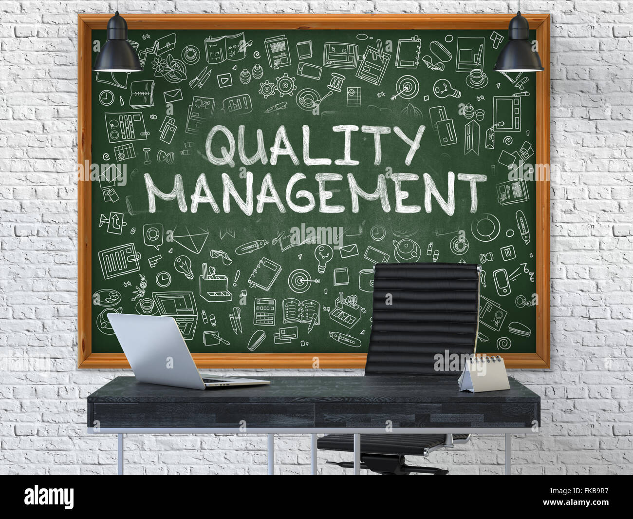 Quality Management Concept. Doodle Icons on Chalkboard Stock Photo - Alamy