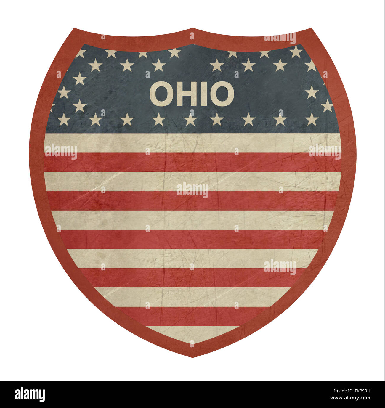 Grunge Ohio American interstate highway sign isolated on a white ...