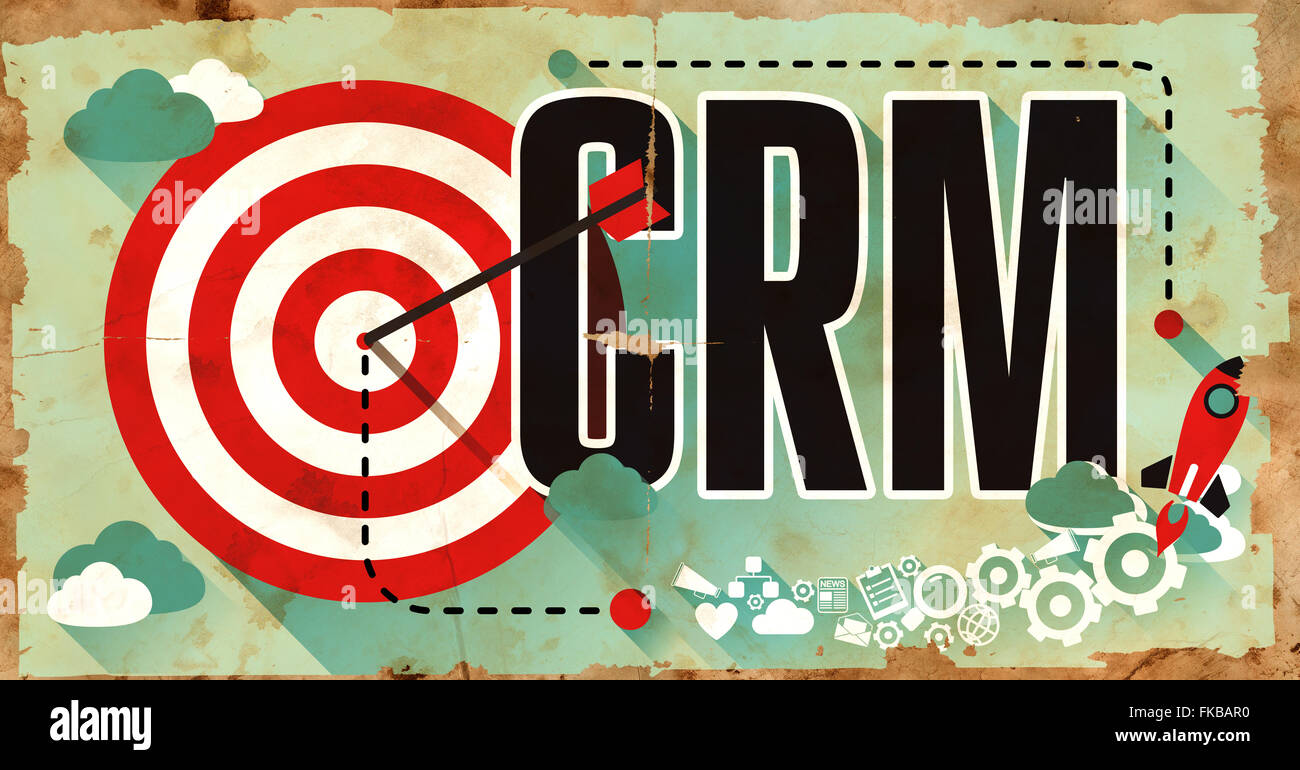 CRM on Grunge Poster in Flat Design Stock Photo - Alamy