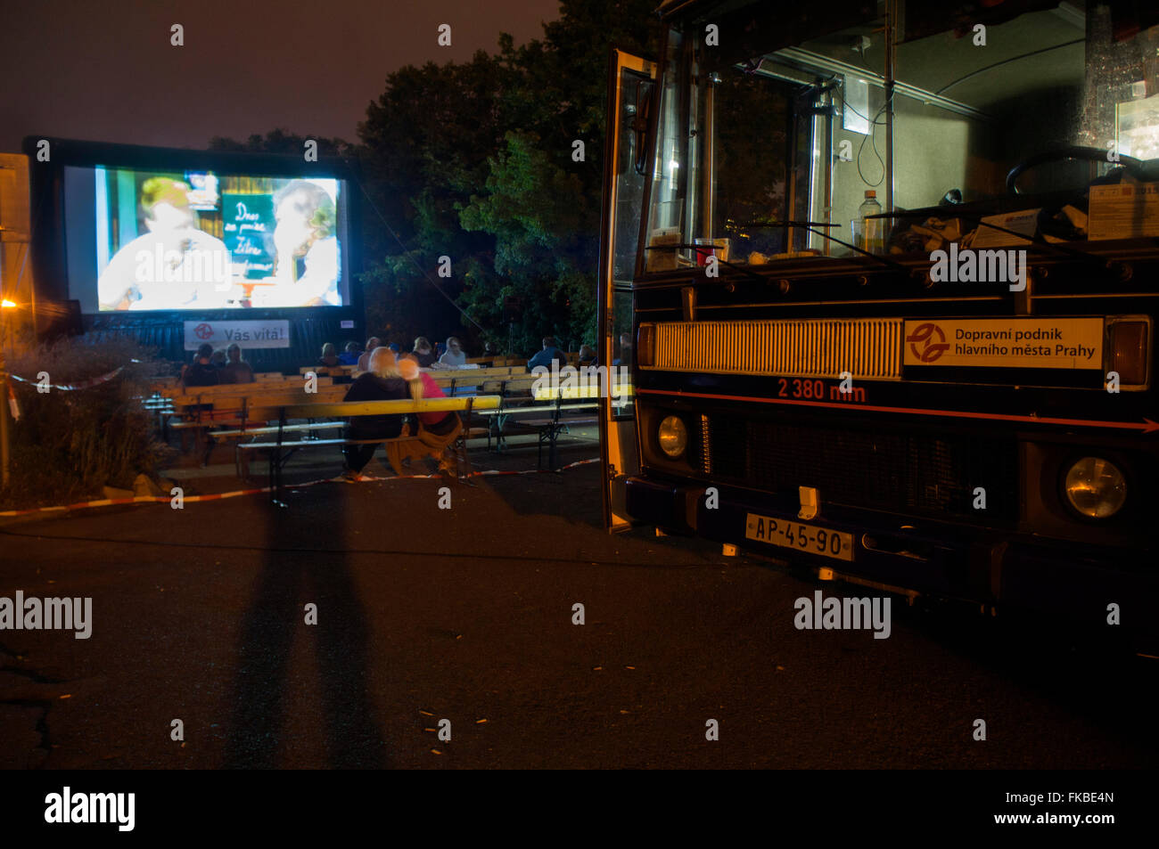 Cinebus, Kinobus 2015, outdoor cinema, bus Stock Photo - Alamy