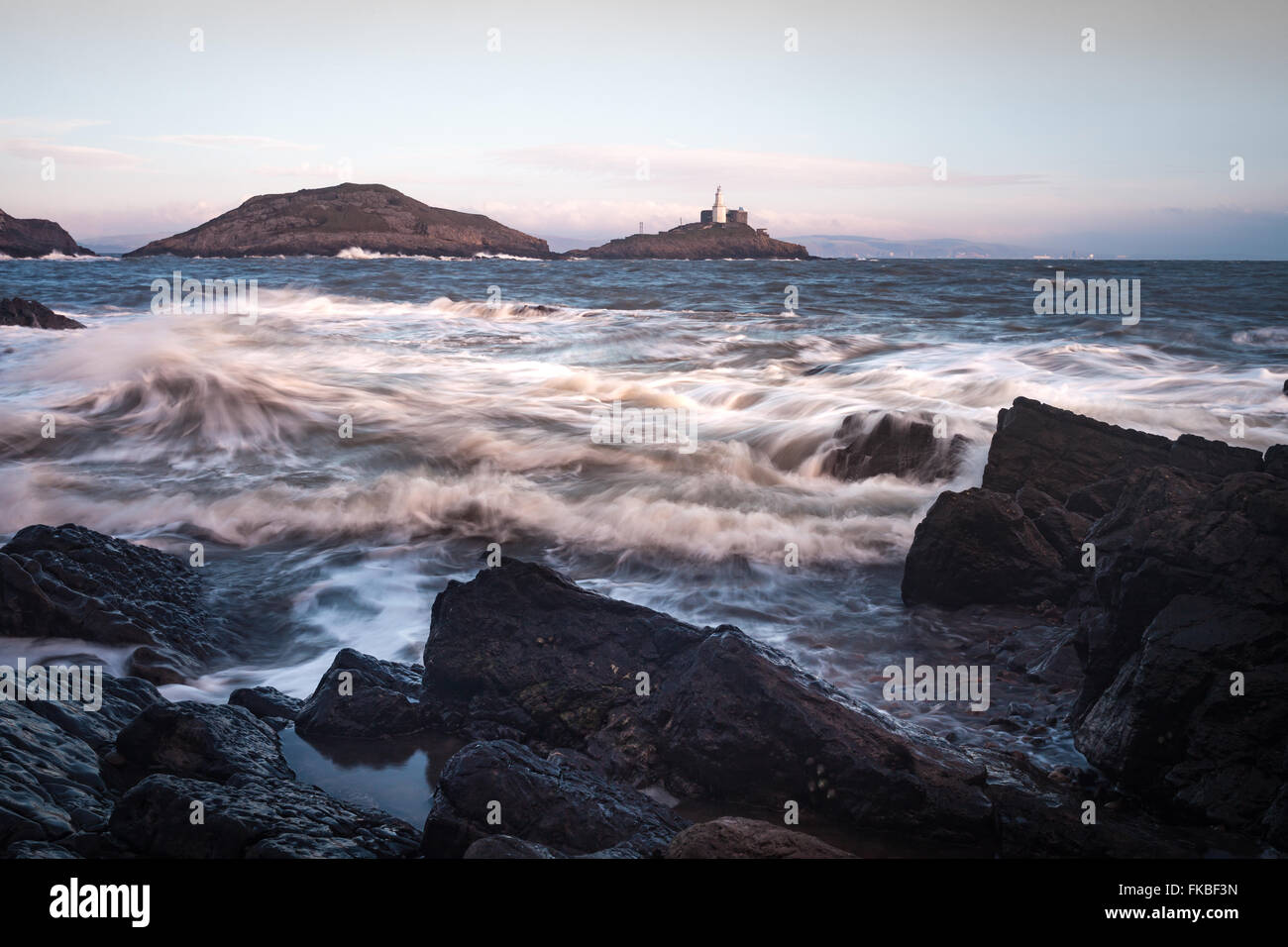 Mumbles lighthouse Gower Stock Photo - Alamy