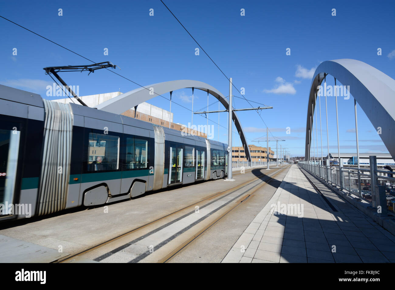 tram bridge, Nottingham, with tram passing Stock Photo - Alamy