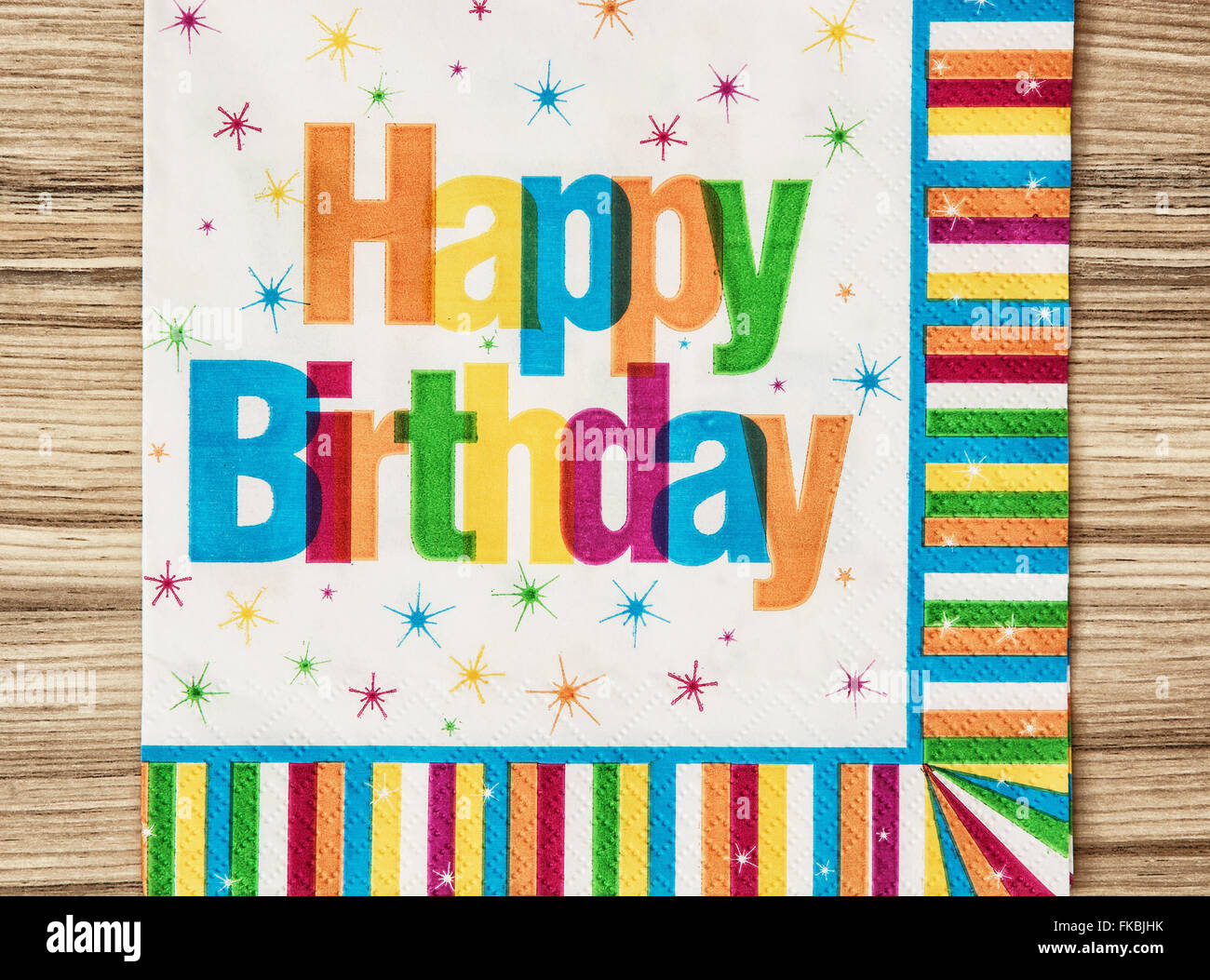 Party napkin with the title happy birthday. Celebration theme Stock ...