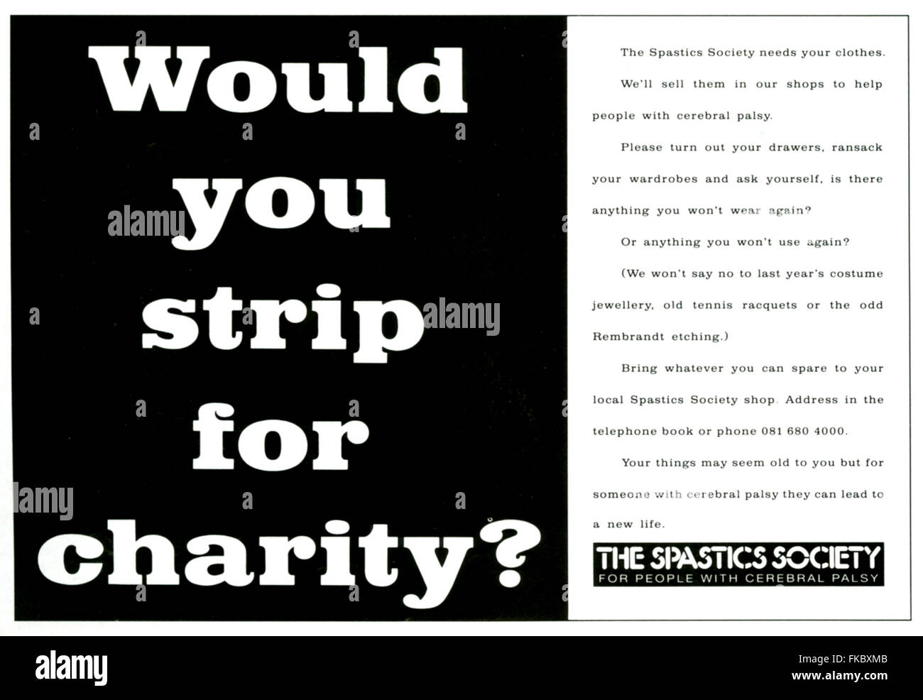 1990s UK The Spastics Society Magazine Advert Stock Photo - Alamy