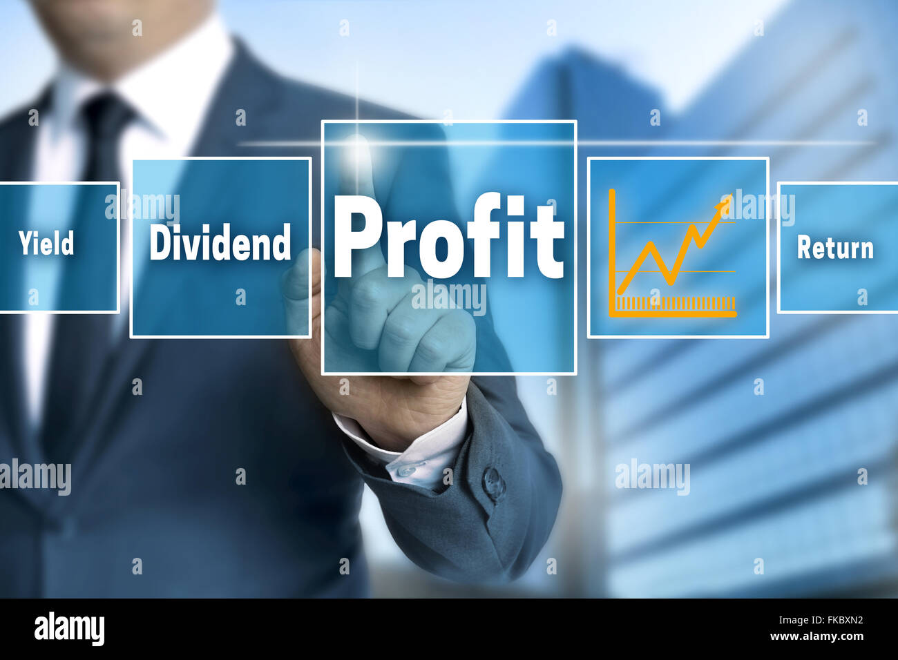 profit touchscreen is operated by businessman Stock Photo - Alamy