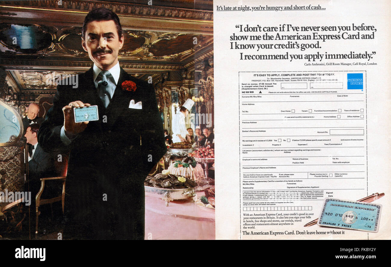 1970s UK American Express Magazine Advert Stock Photo - Alamy