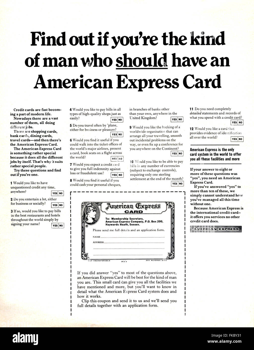 1970s UK American Express Magazine Advert Stock Photo - Alamy