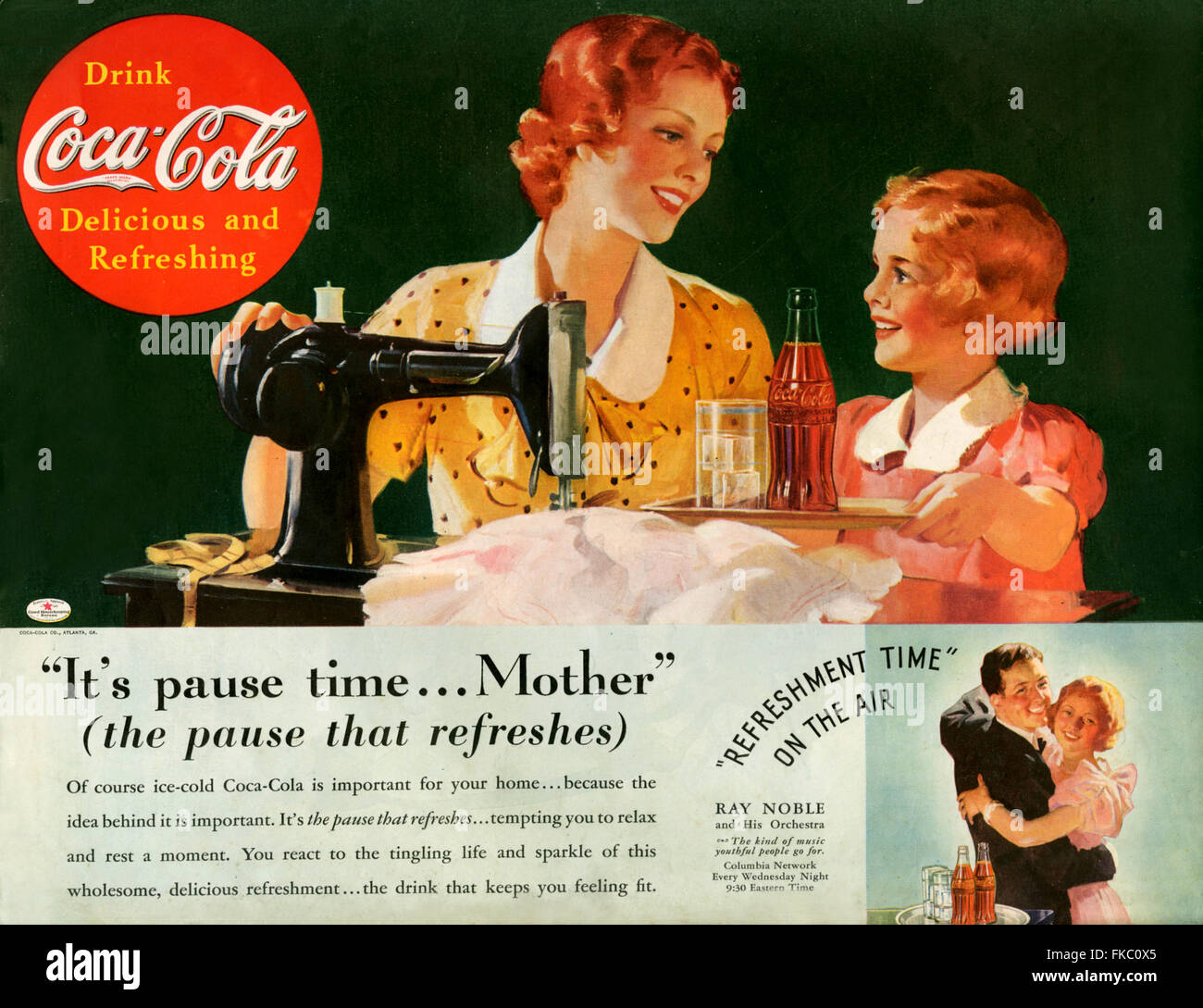 1950s USA Coca-Cola Magazine Advert Stock Photo - Alamy