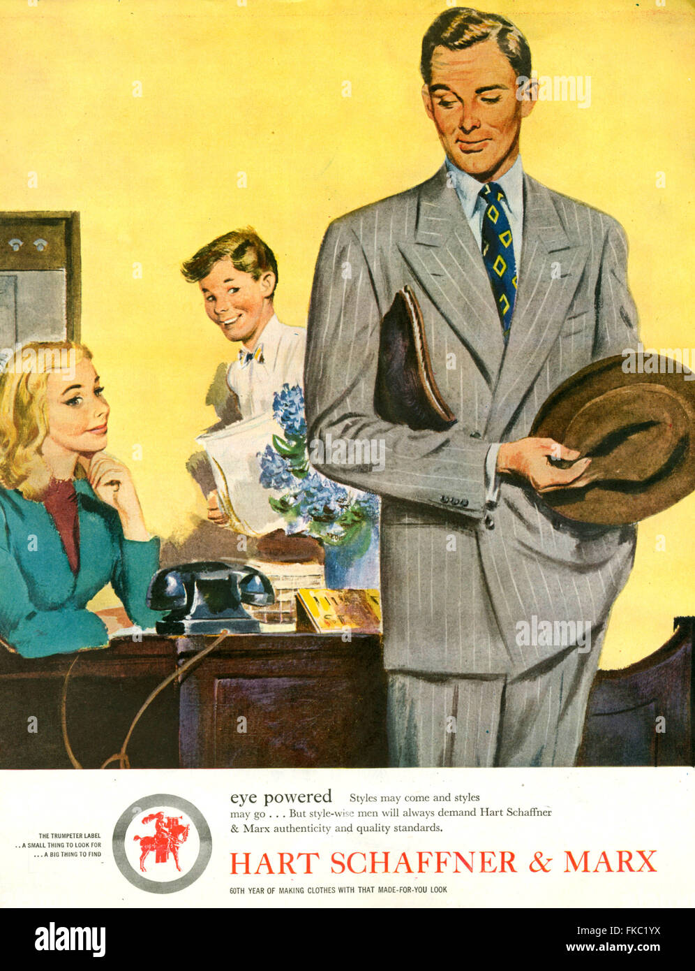 1940s USA Hart Schaffner & Marx Magazine Advert Stock Photo - Alamy