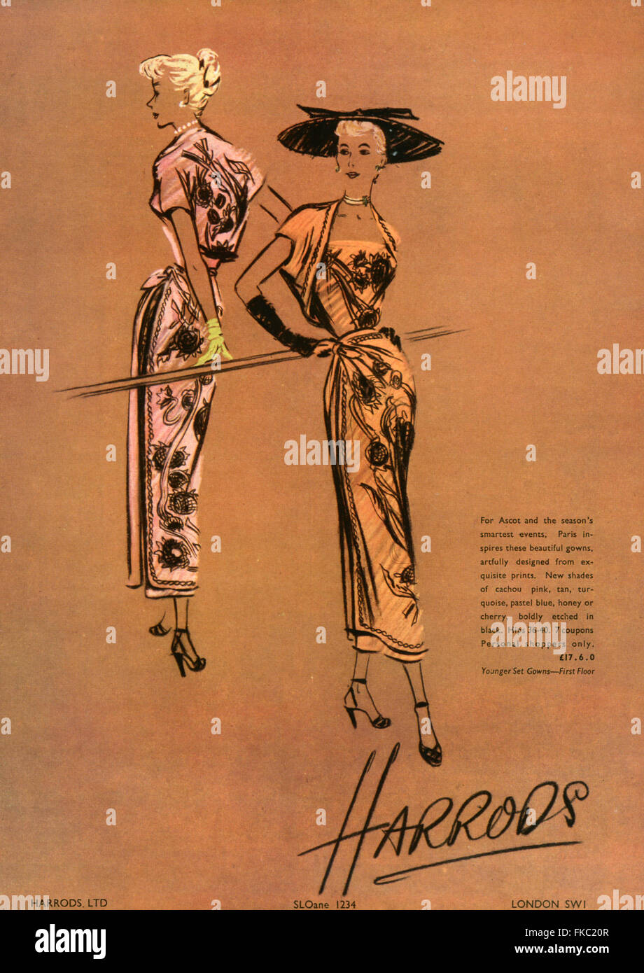 1940s UK Harrods Magazine Advert Stock Photo - Alamy