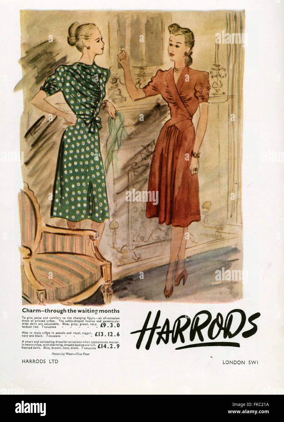 1940s UK Harrods Magazine Advert Stock Photo - Alamy