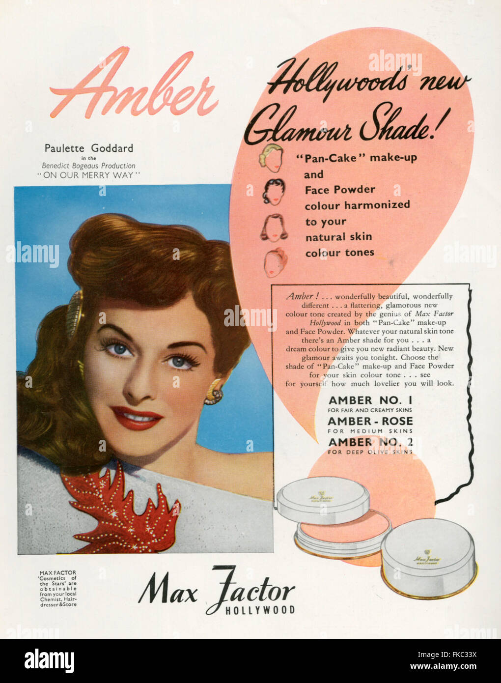 1940s UK Max Factor Magazine Advert Stock Photo - Alamy