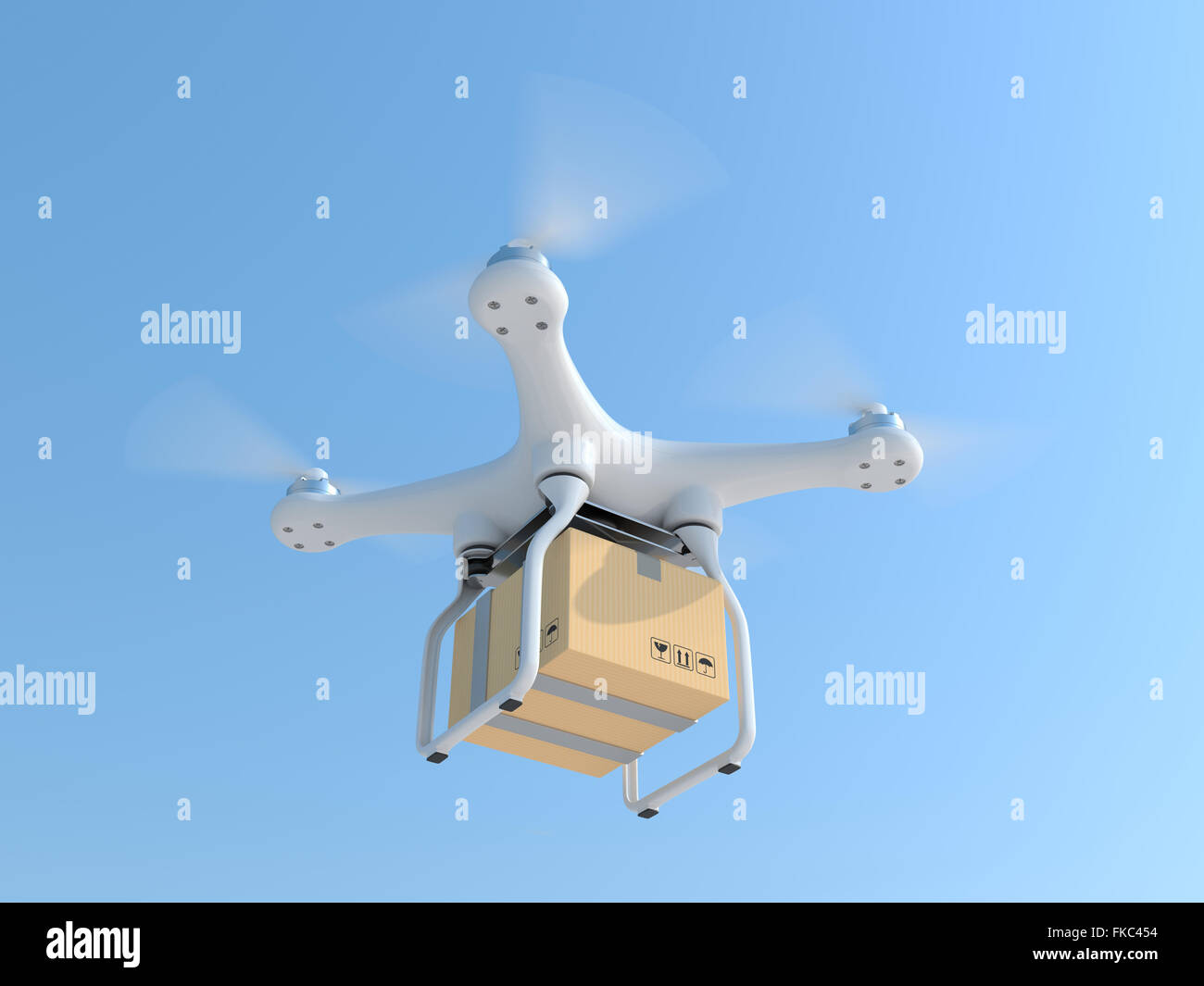 Drone quadcopter carrying mail box for fast air delivery Stock Photo ...