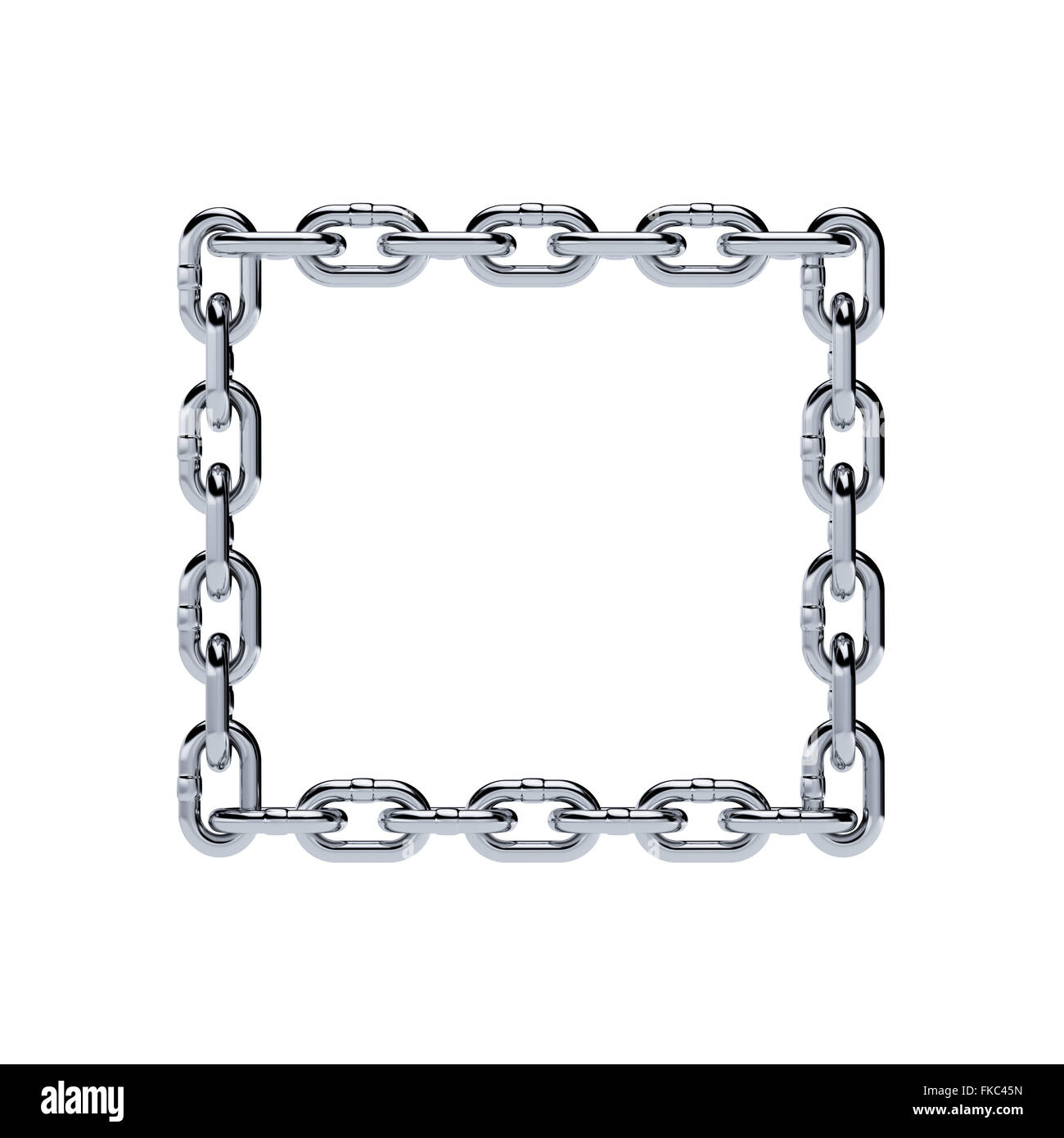 Chain chrome metal frame rectangle shape isolated on white background ...