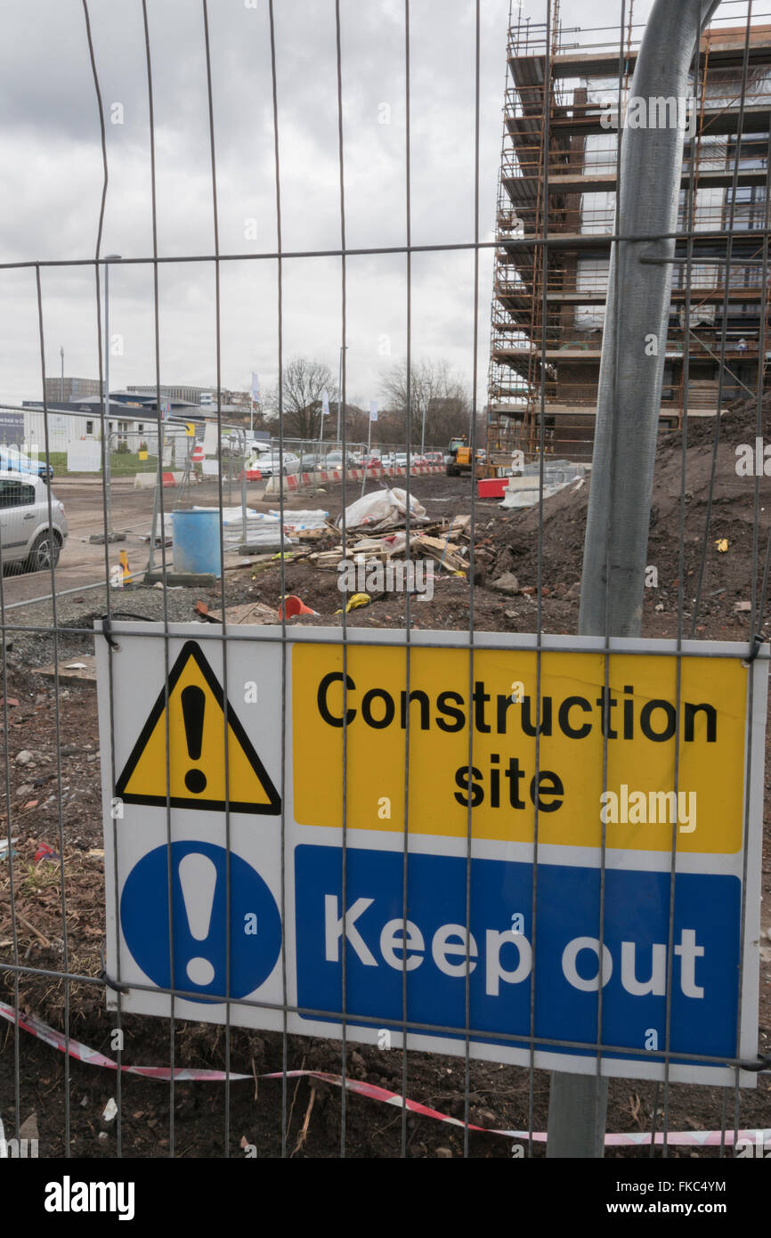 Construction Site Keep Out! sign, building site, UK Stock Photo - Alamy