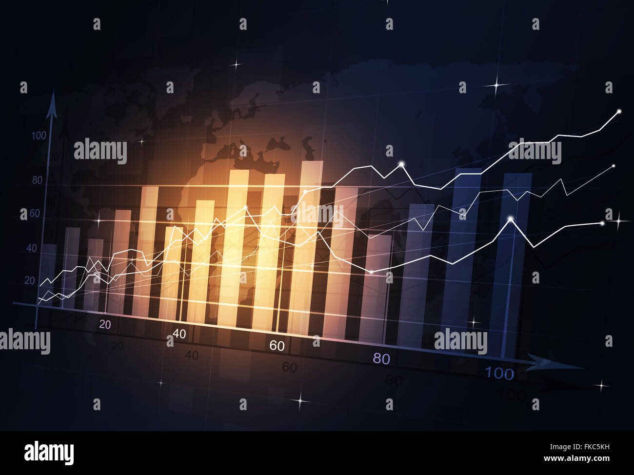 abstract stock market finance diagram on dark background Stock Photo ...