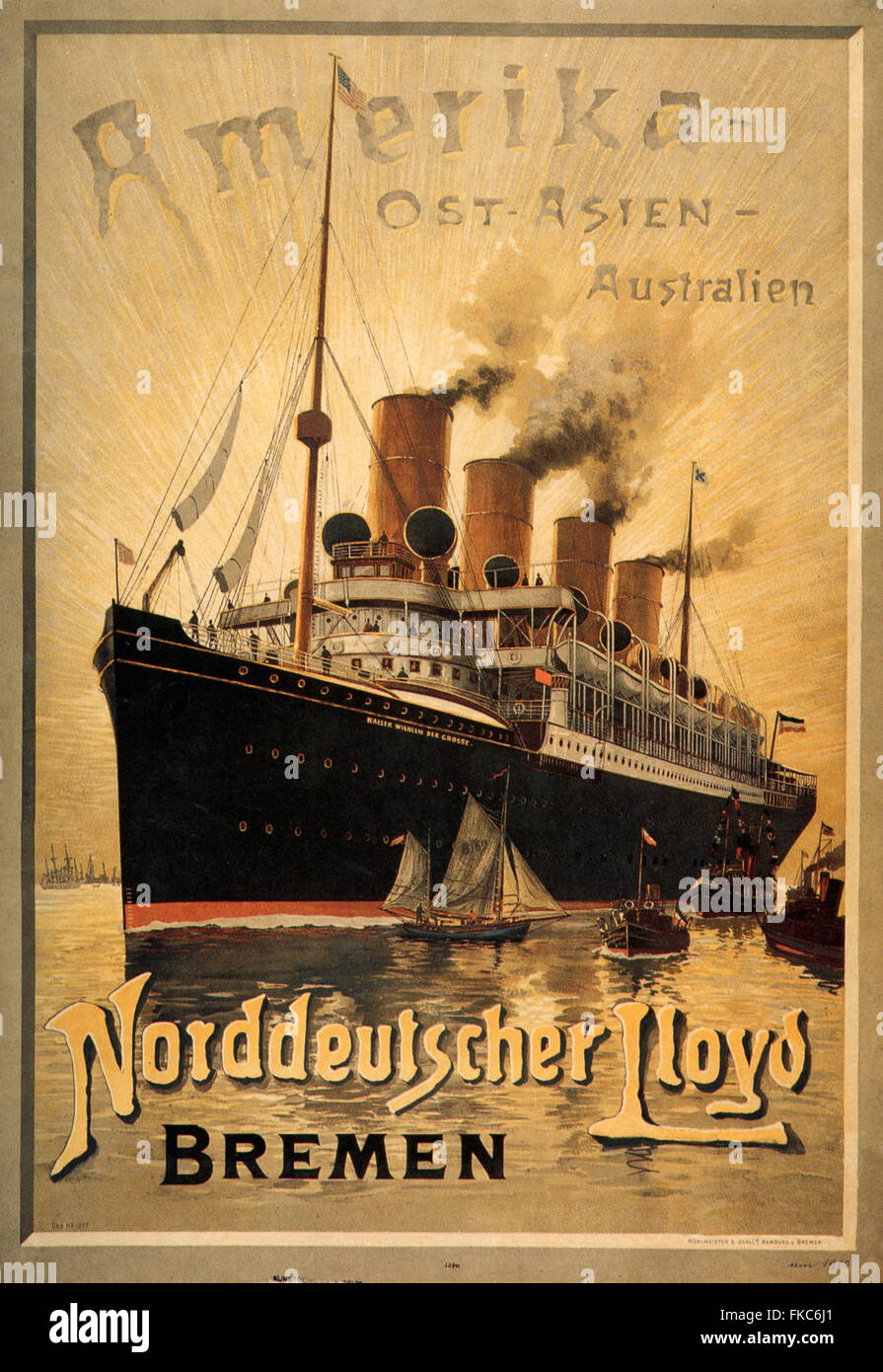 1900s UK American Line Poster Stock Photo - Alamy