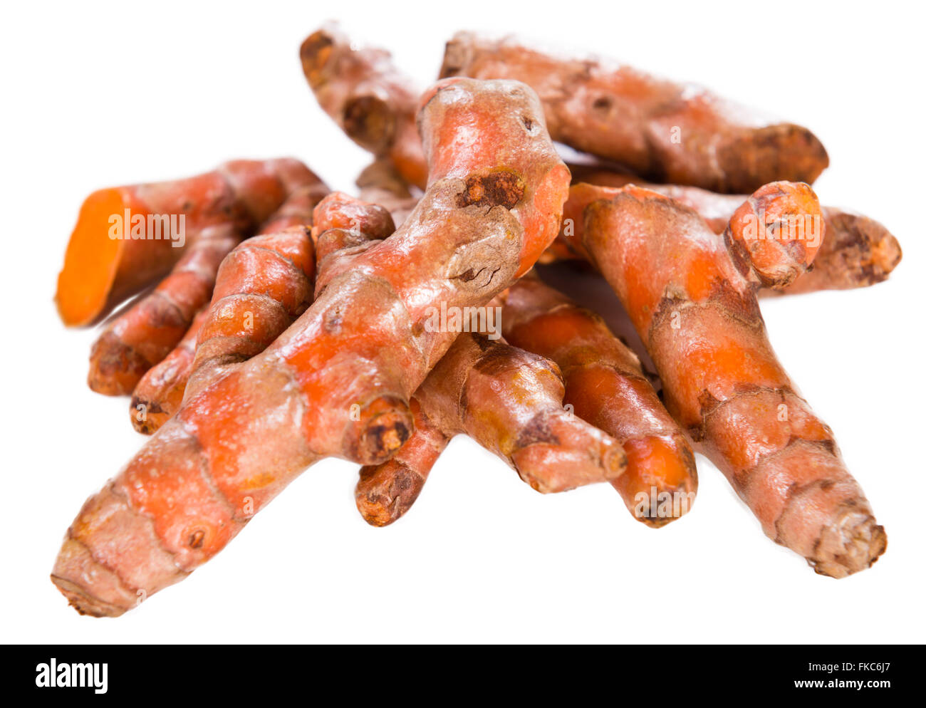Turmeric (close-up shot, selective focus) isolated on white background ...