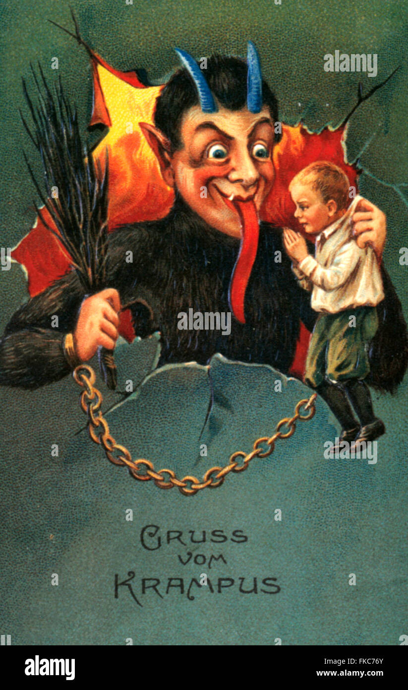 1900s Germany The Krampus Devil Postcards Poster Stock Photo - Alamy