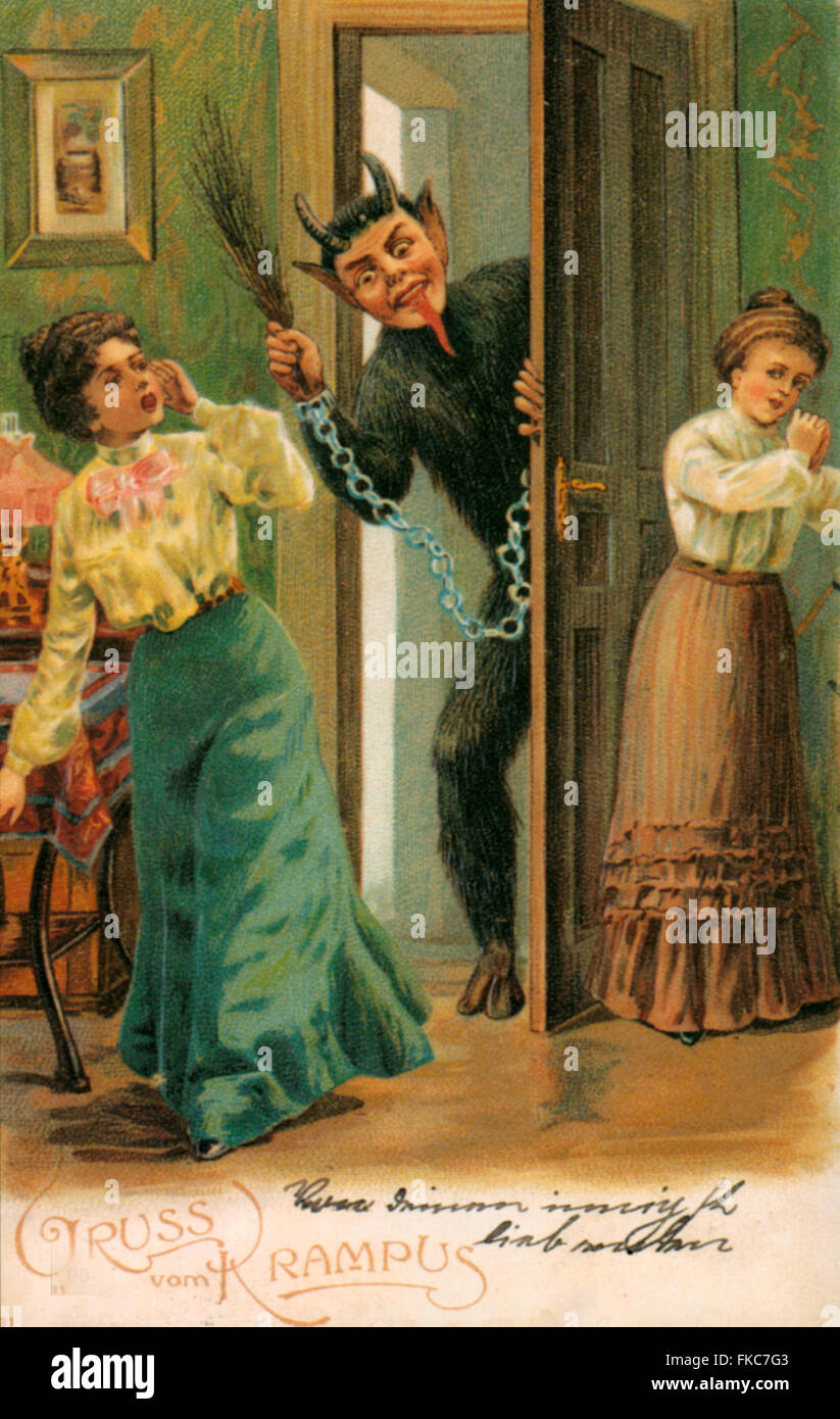 1900s Germany The Krampus Devil Postcards Poster Stock Photo - Alamy