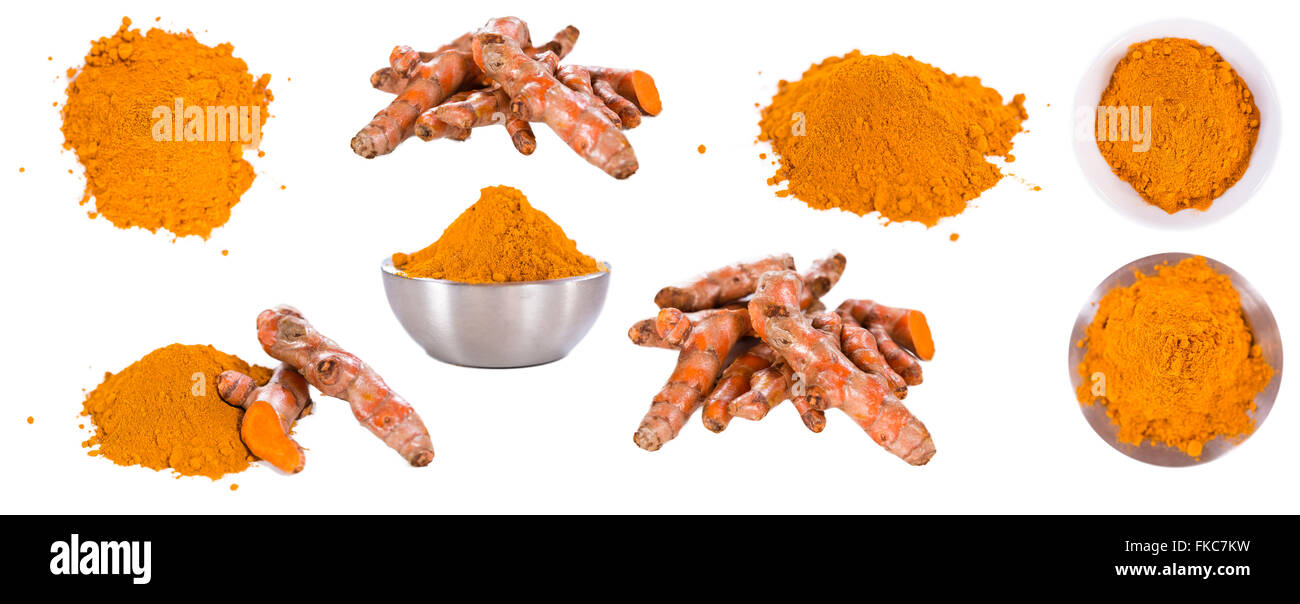 Portion of Turmeric (close-up shot) isolated on white background Stock ...