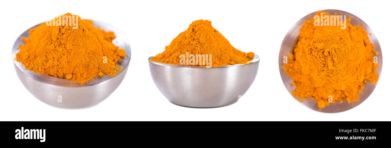 Turmeric (close-up shot, selective focus) isolated on white background ...