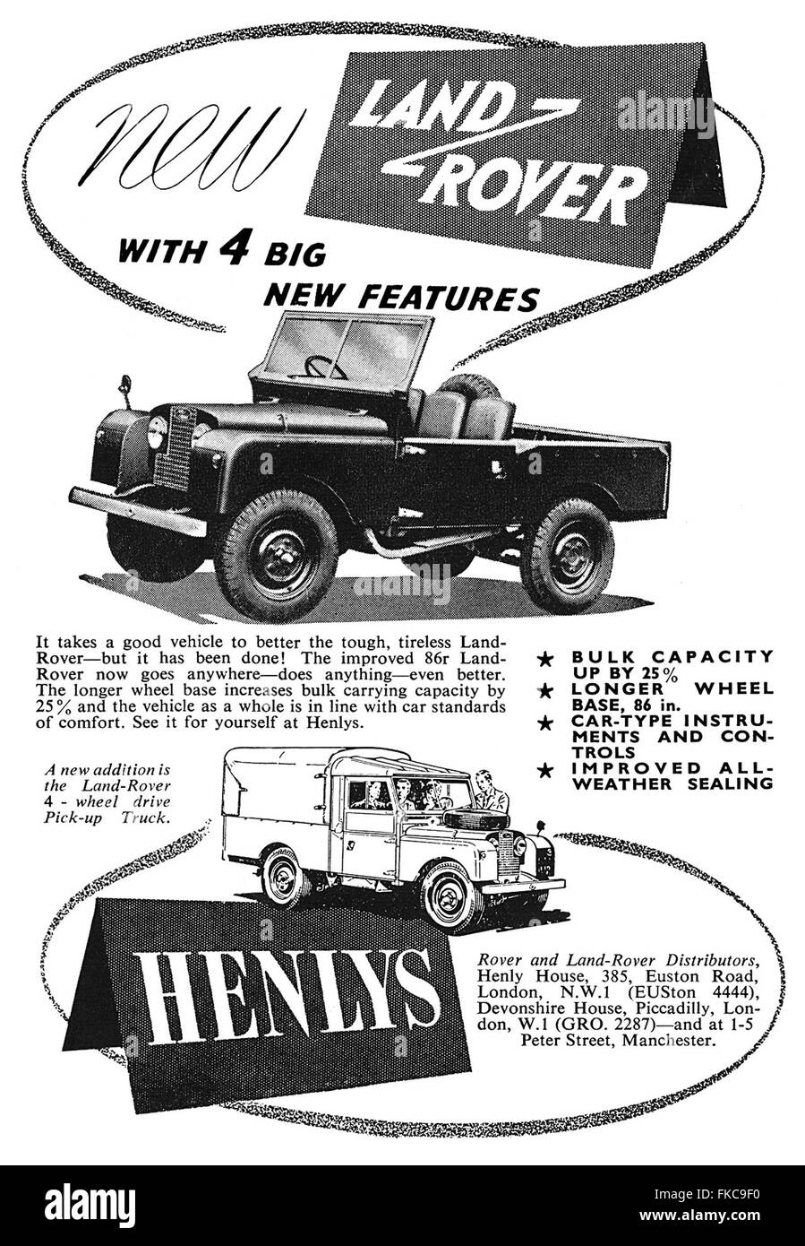 1950s UK Land Rover Magazine Advert Stock Photo - Alamy