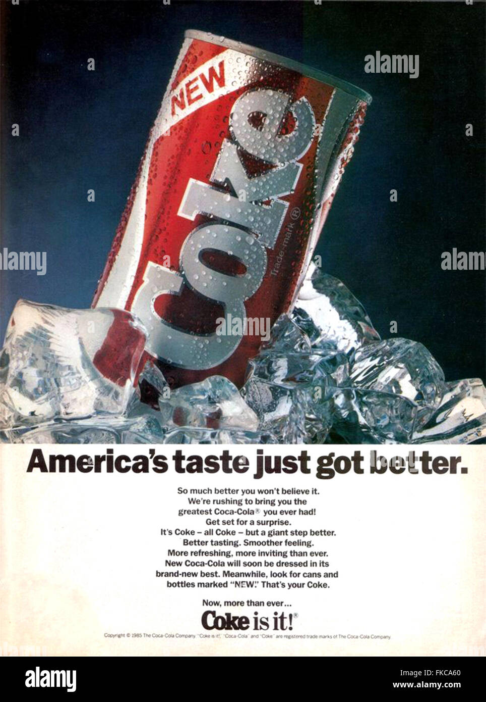 1980s USA New Coke Magazine Advert Stock Photo - Alamy