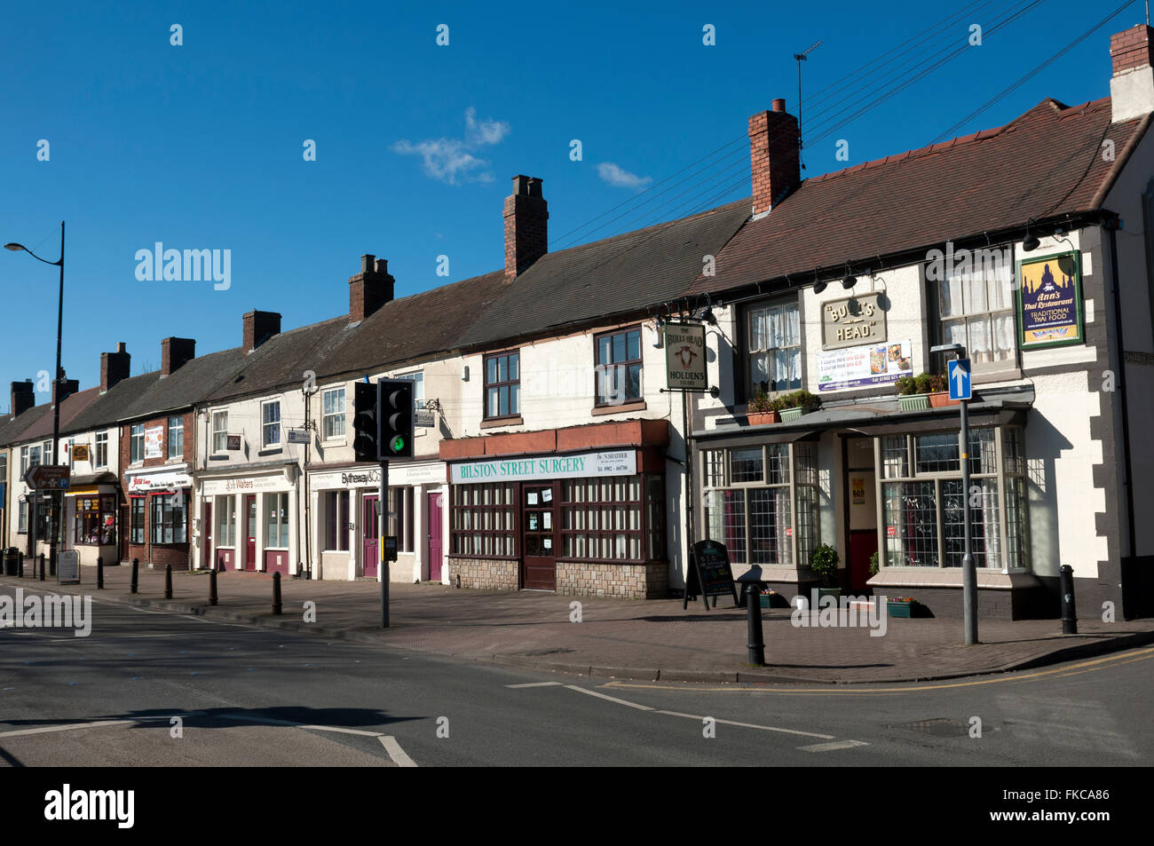 Bilston Street and the Bull`s Head pub, Sedgley, West Midlands, England ...