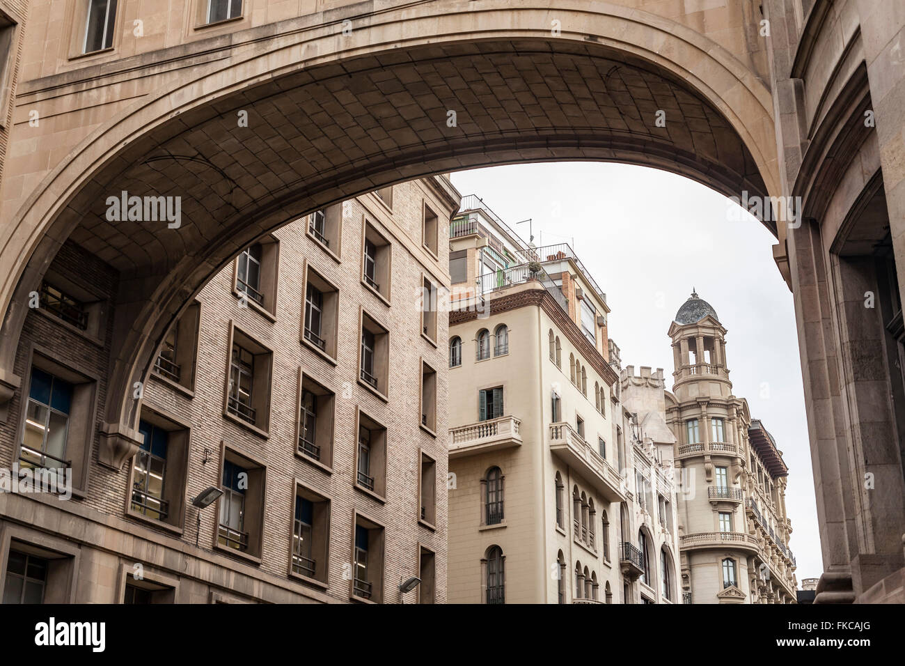 Back buildings to Correos building, Barcelona Stock Photo - Alamy