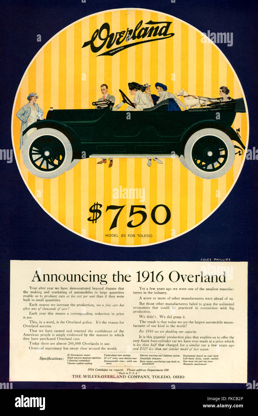 1910s USA Willys-Overland Magazine Advert Stock Photo - Alamy