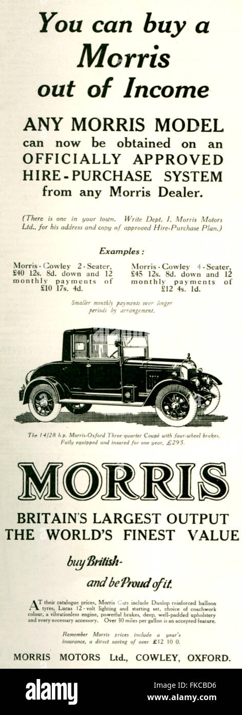 1920s UK Morris Magazine Advert Stock Photo - Alamy