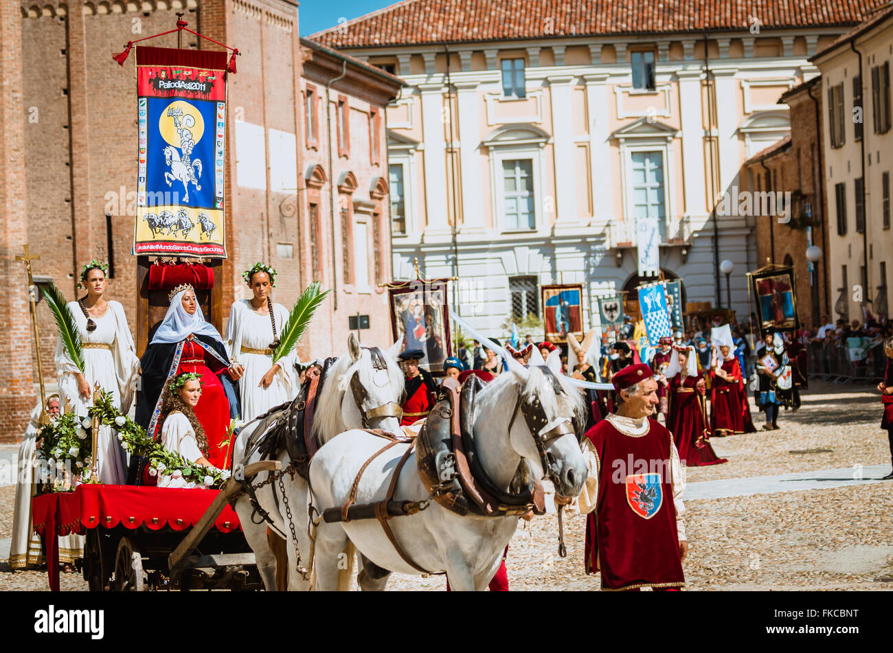 Asti, Italy - September 16, 2012: Procession of street performers in ...