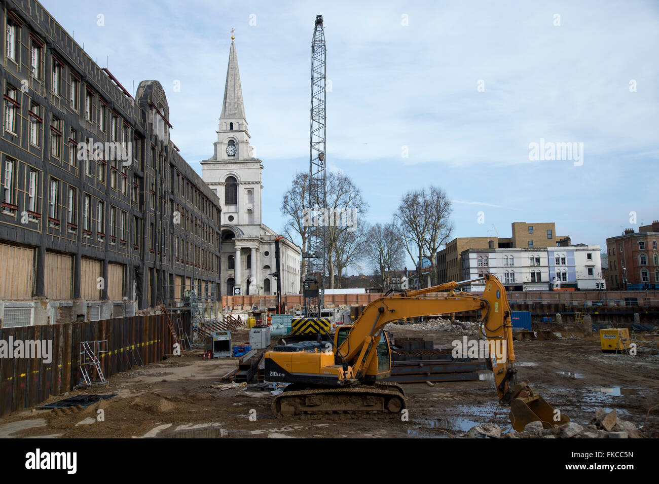 London. Spitafields, Shoreditch. Norton Folgate demolished with a view ...