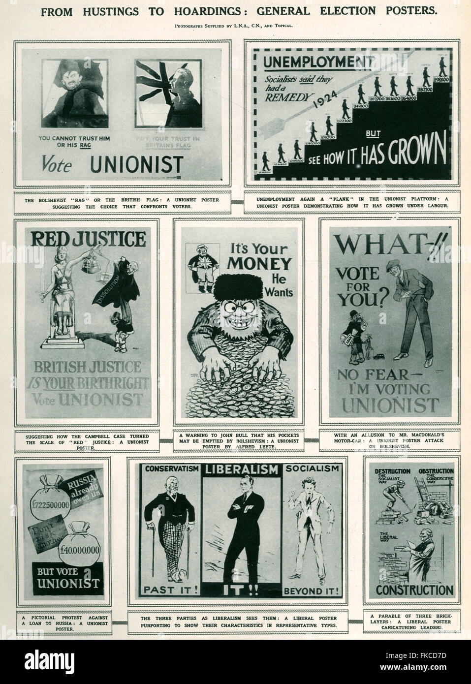 1920s UK General Election Posters Magazine Plate Stock Photo - Alamy