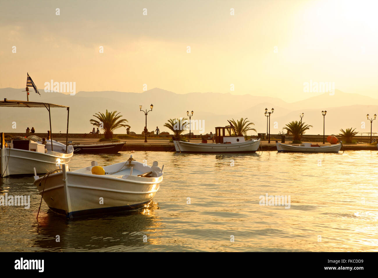 Small row boats in Greece Stock Photo - Alamy