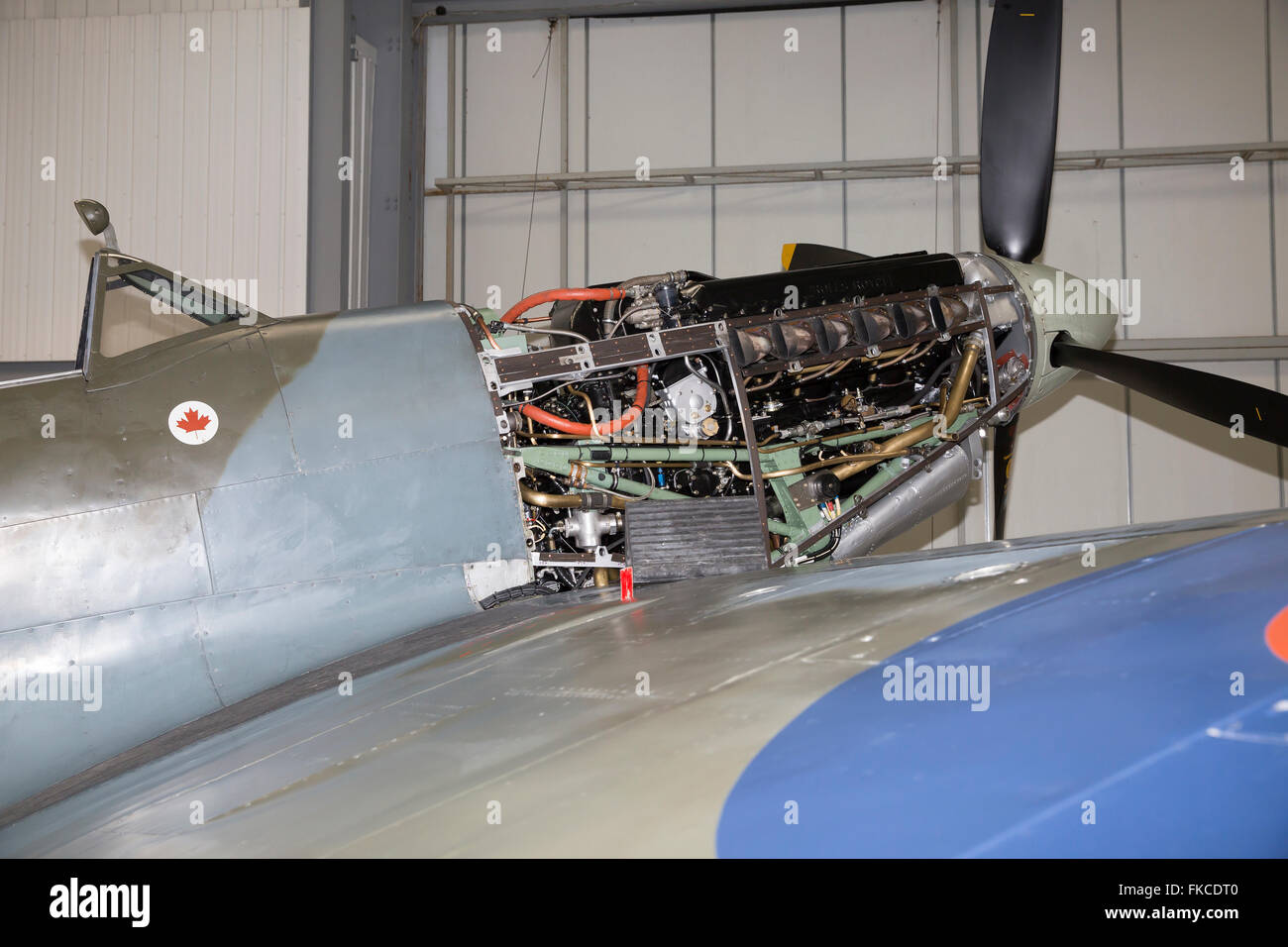 Biggin Hill,UK,8th March 2016,A spitfire under renovation in the Biggin ...