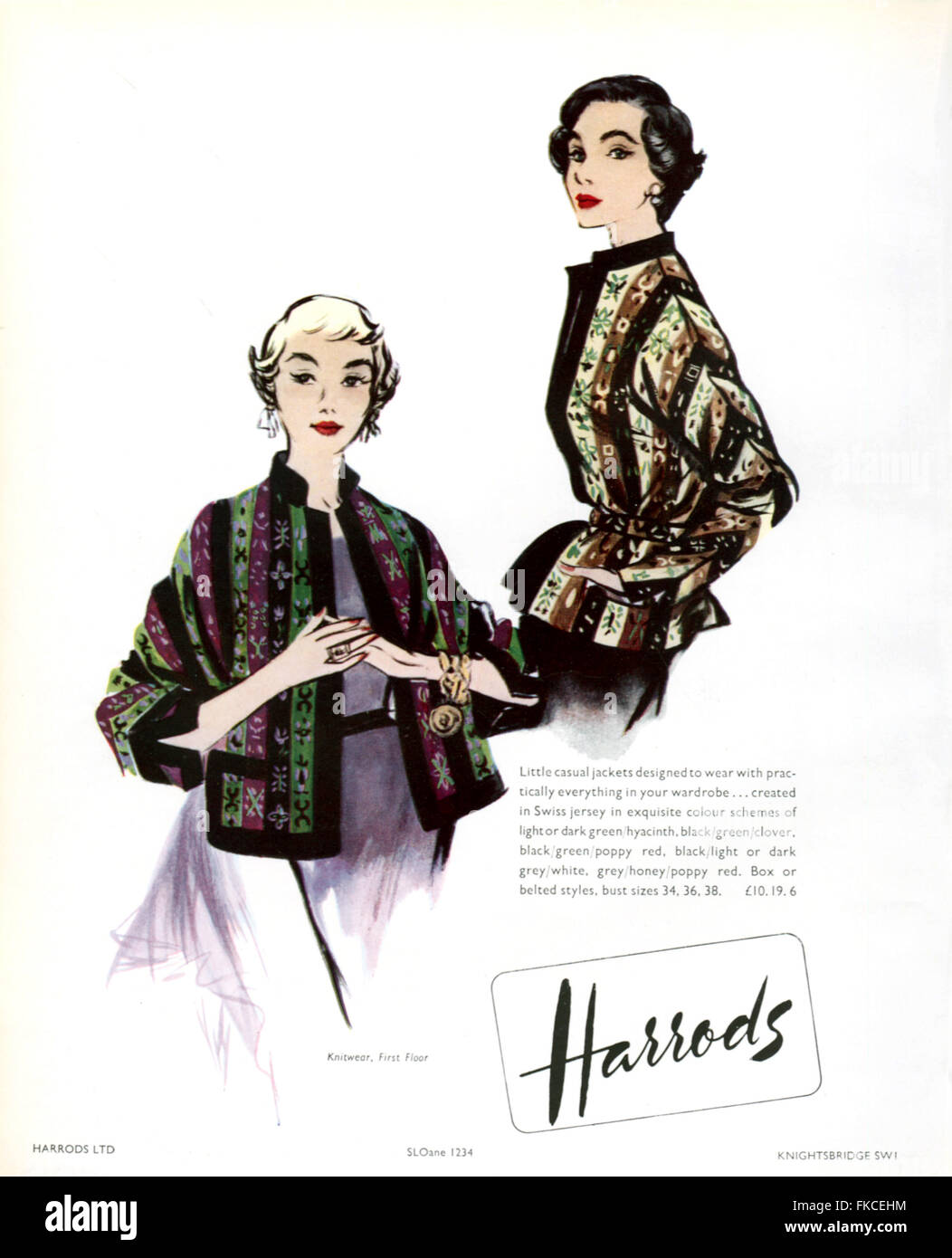 1950s UK Harrods Magazine Advert Stock Photo - Alamy