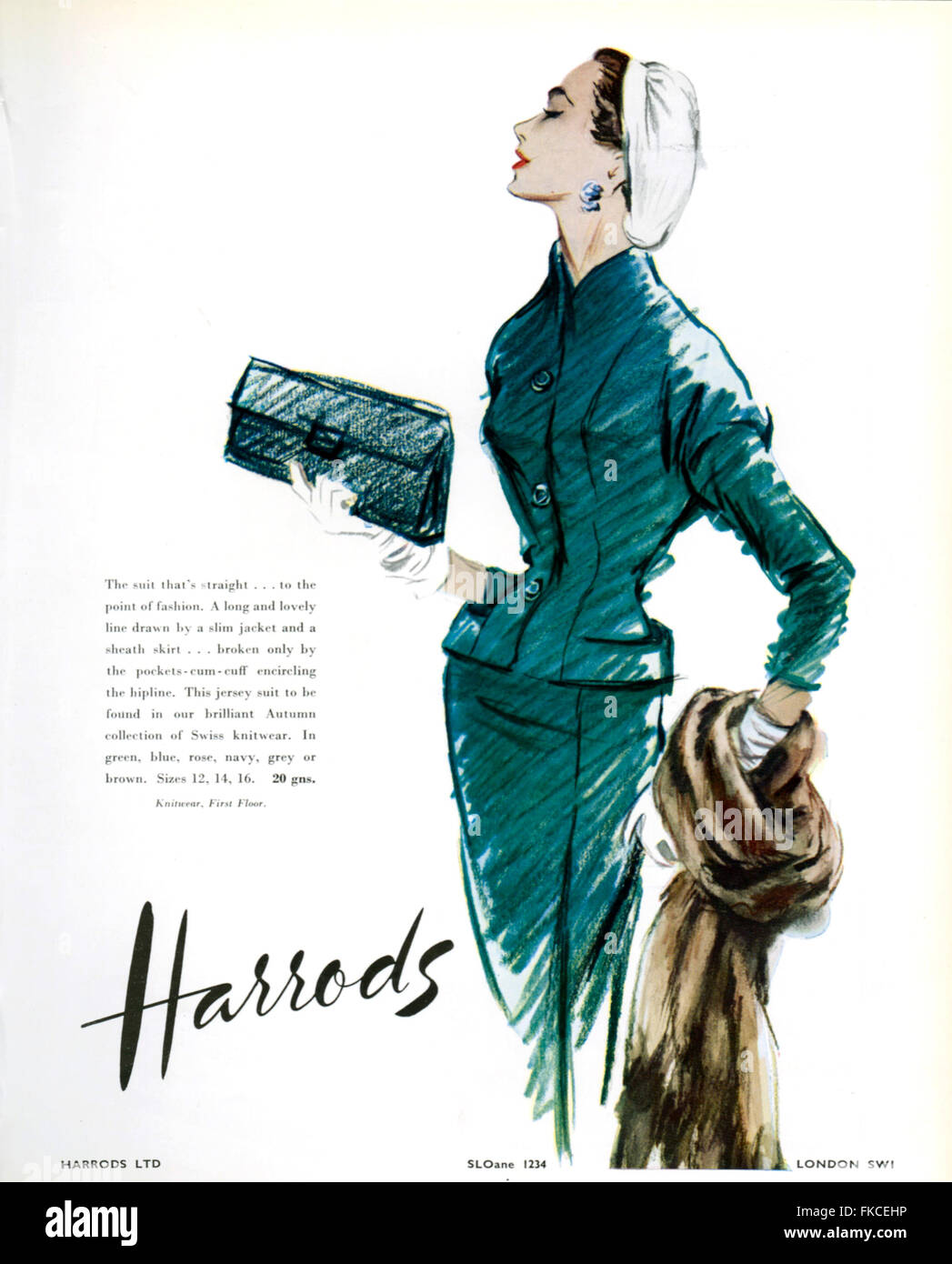 1950s UK Harrods Magazine Advert Stock Photo - Alamy
