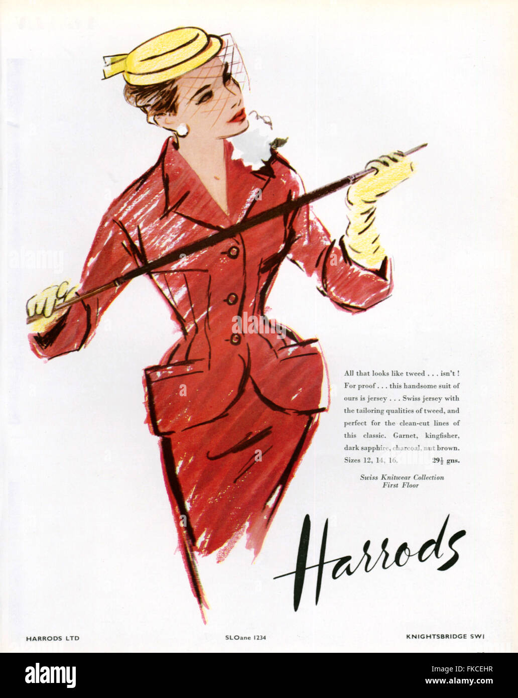 1950s UK Harrods Magazine Advert Stock Photo - Alamy