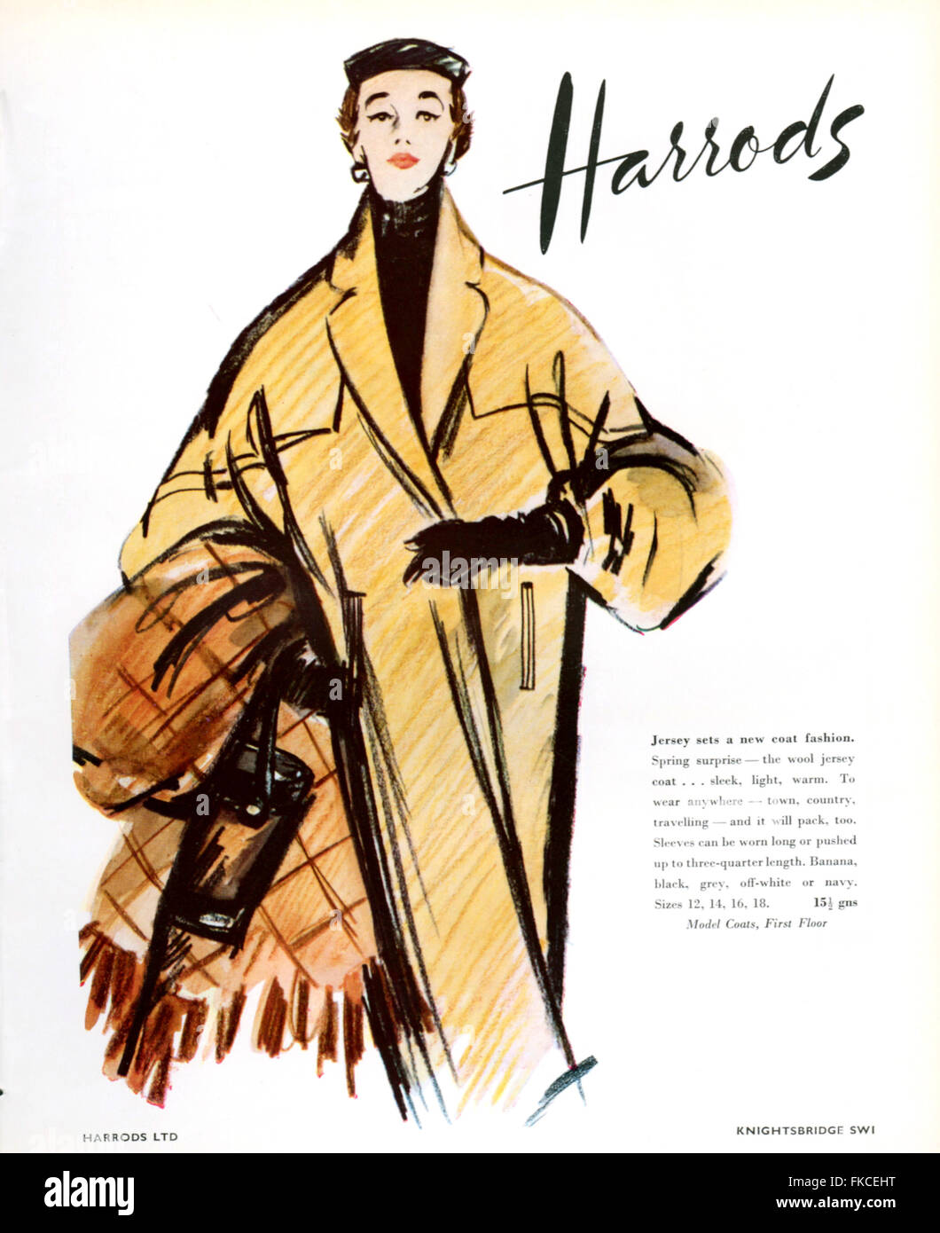 1950s UK Harrods Magazine Advert Stock Photo - Alamy