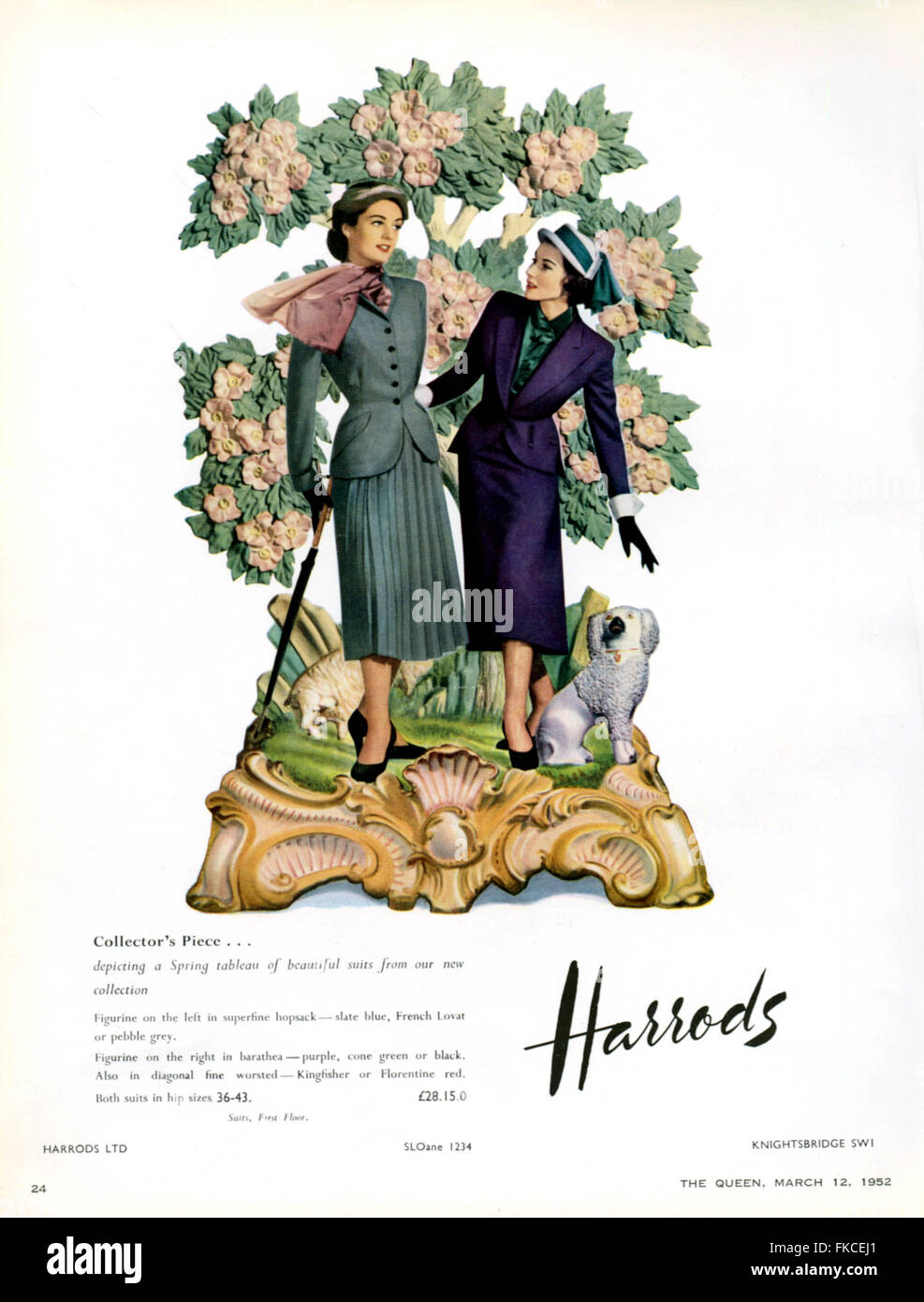 1950s UK Harrods Magazine Advert Stock Photo - Alamy