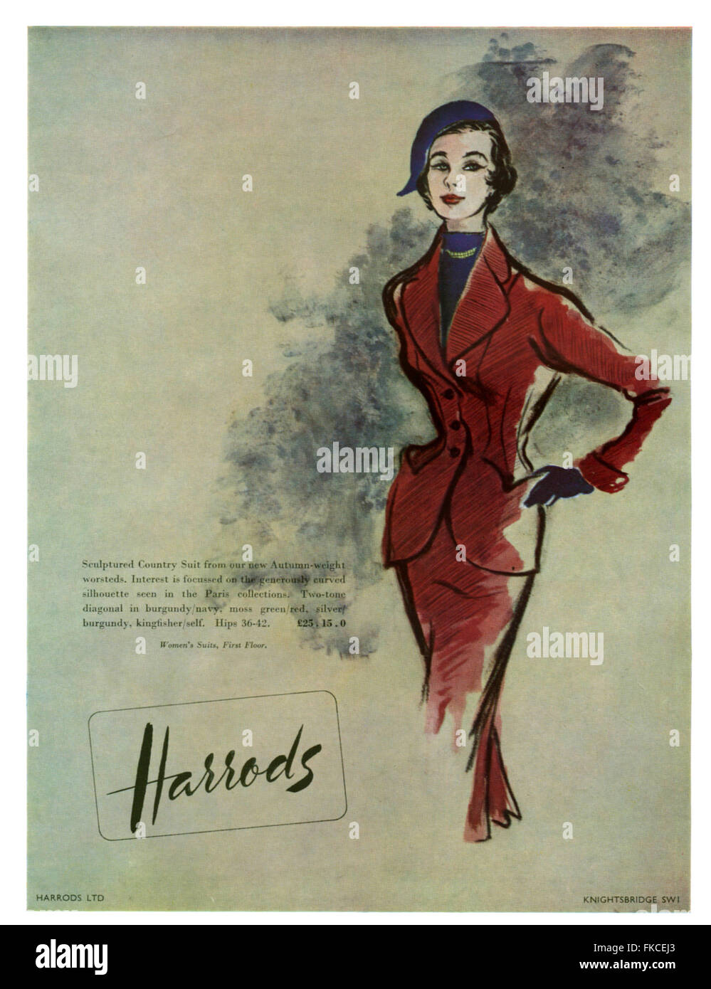 1950s UK Harrods Magazine Advert Stock Photo - Alamy