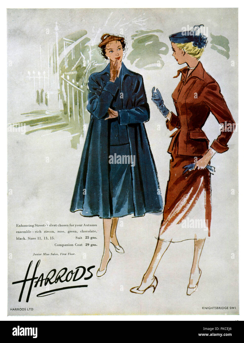 1950s UK Harrods Magazine Advert Stock Photo - Alamy