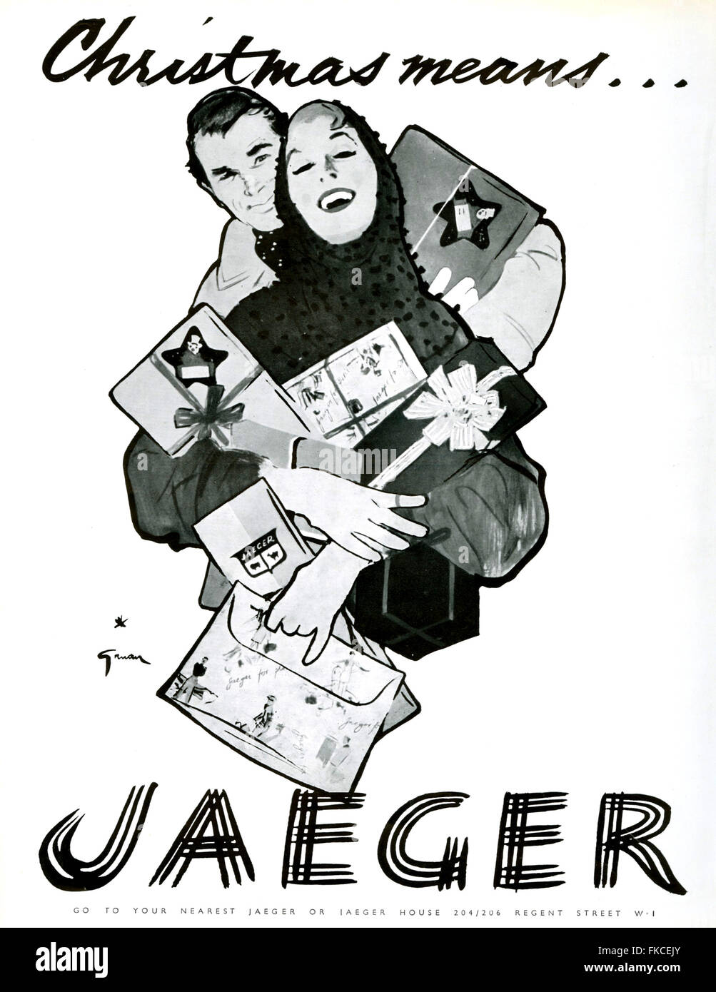 1950s UK Jaeger Magazine Advert Stock Photo - Alamy
